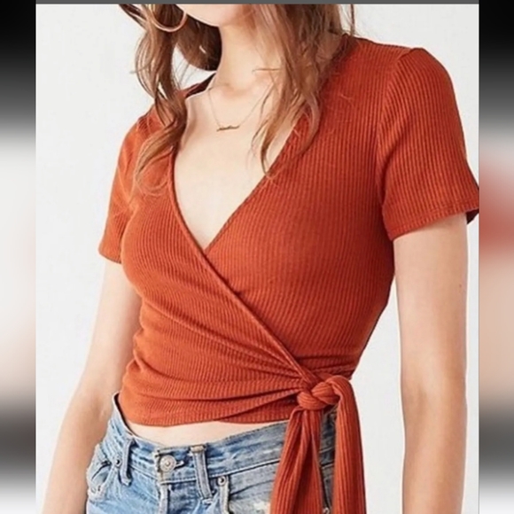 Urban Outfitters | Tops | Project Social T Uo Crop Wrap Blouse Burnt ...